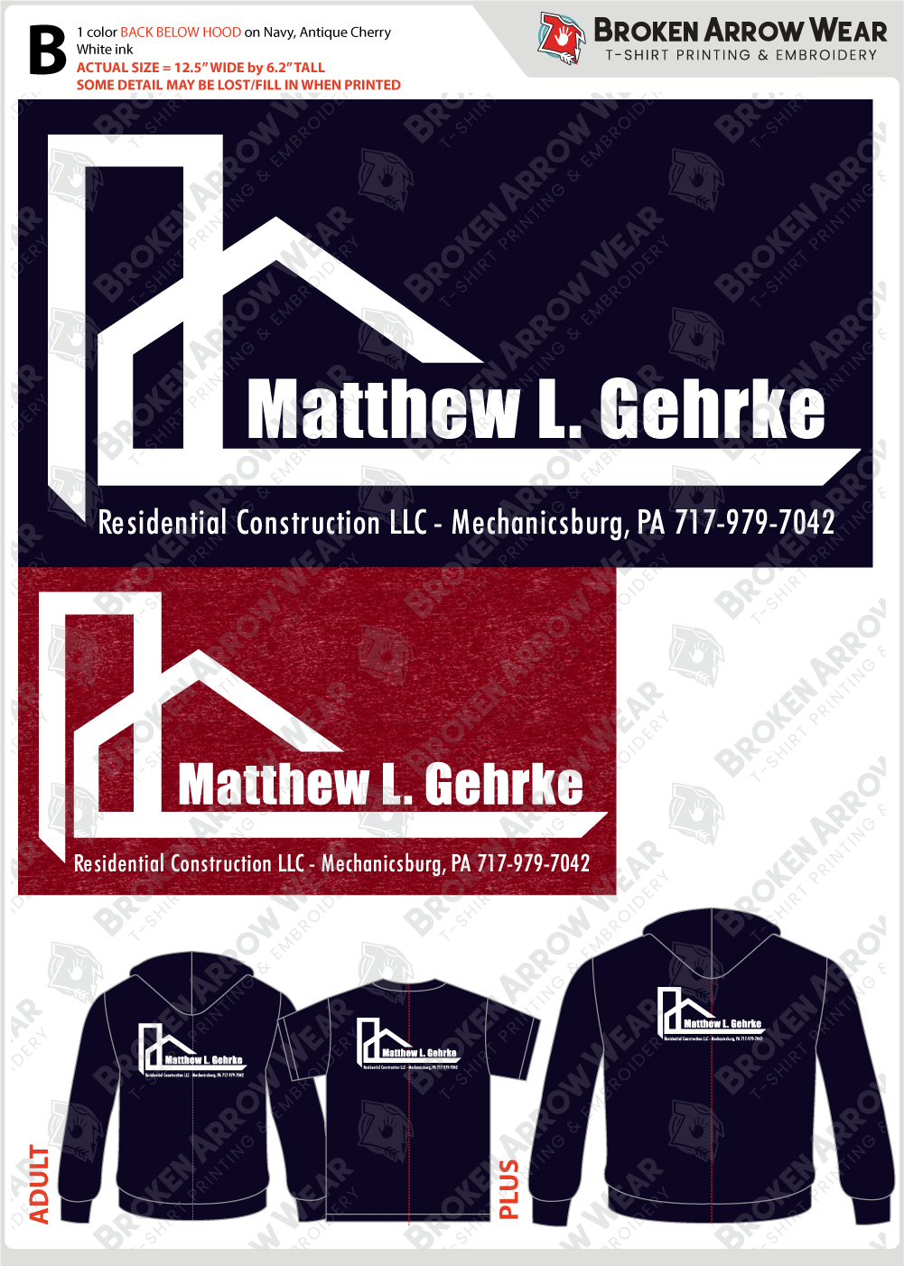 Matthew L. Gehrke Residential Construction LLC | ScreenPrint | screen print