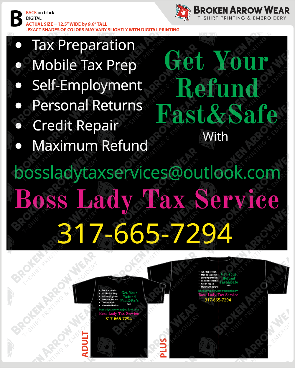 Boss Lady Tax Service | Digital Printing Dark | digital printing dark